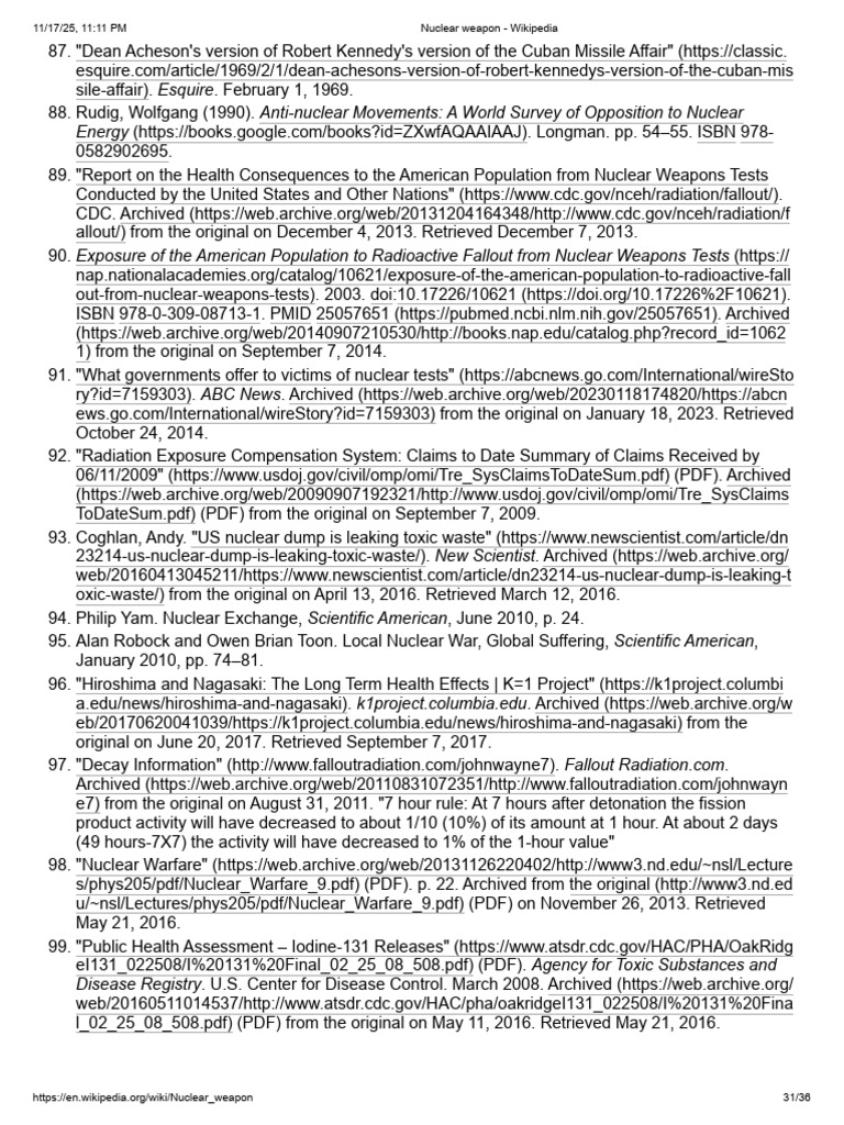 Nuclear Weapons: Health Impacts and History | PDF | Nuclear Weapons ...