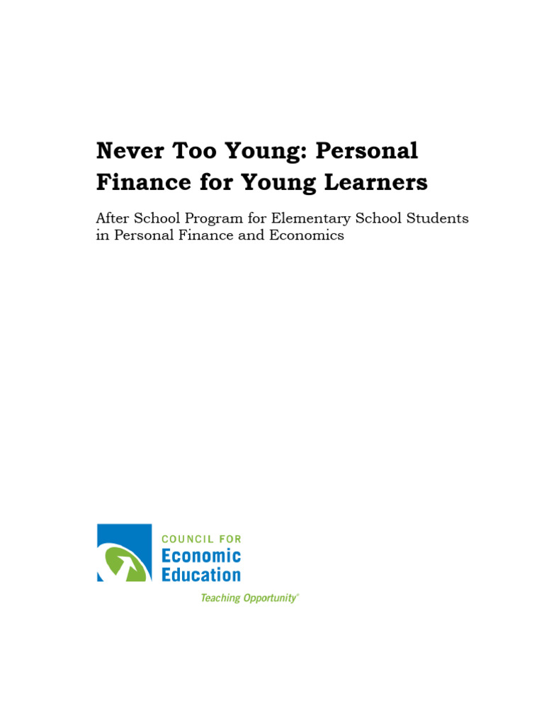 Never Too Young Personal Finance For Young Learners | PDF | Opportunity ...