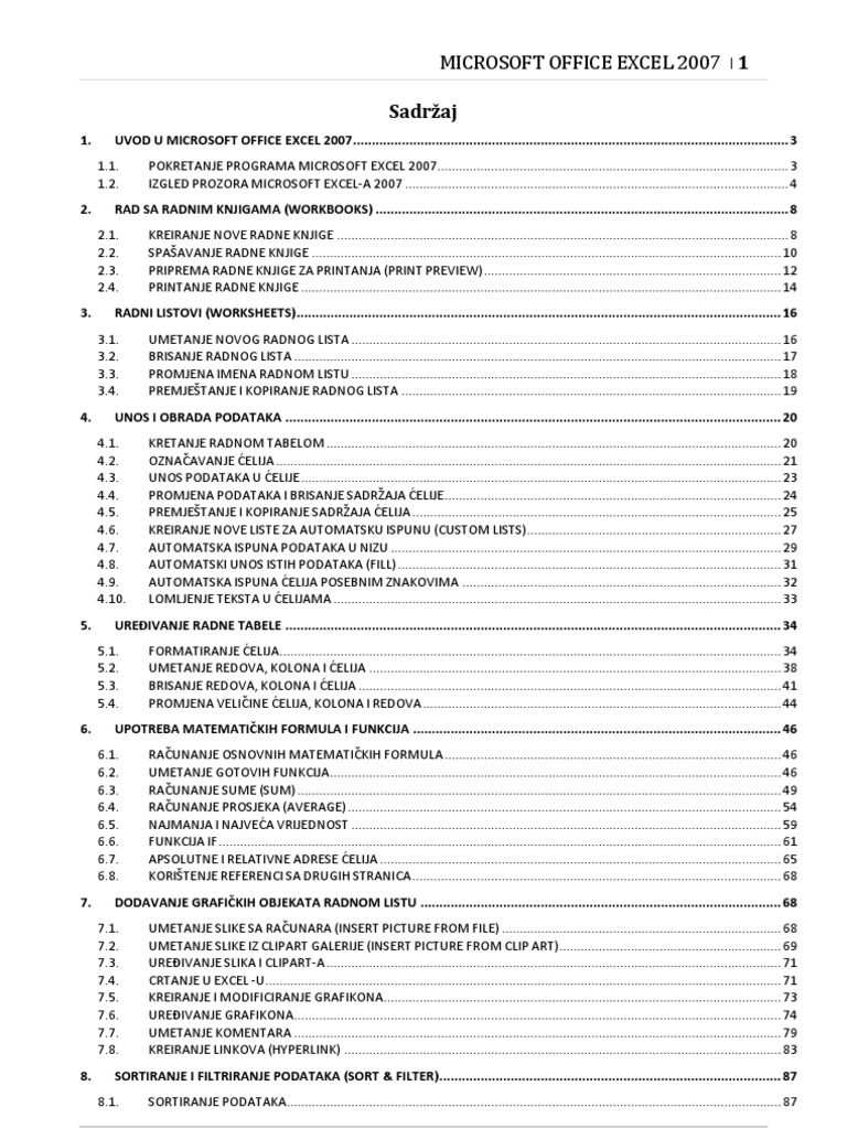Skripta Za Microsoft Office Excel 2007 | PDF