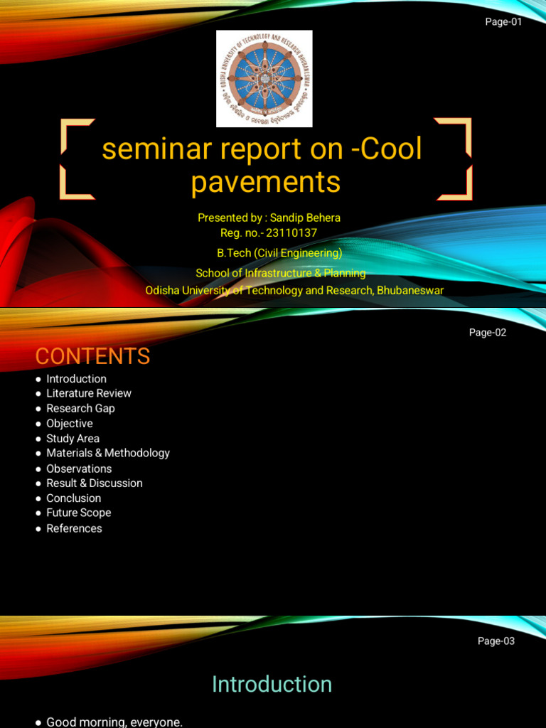 Presentation On Cool Pavements | PDF | Road Surface | Earth Sciences