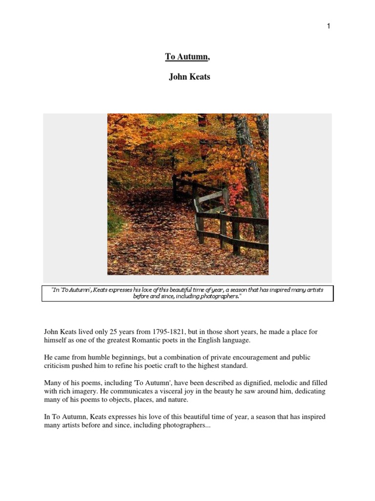 To Autumn by John Keats | PDF | Lyric Poetry | Poetry