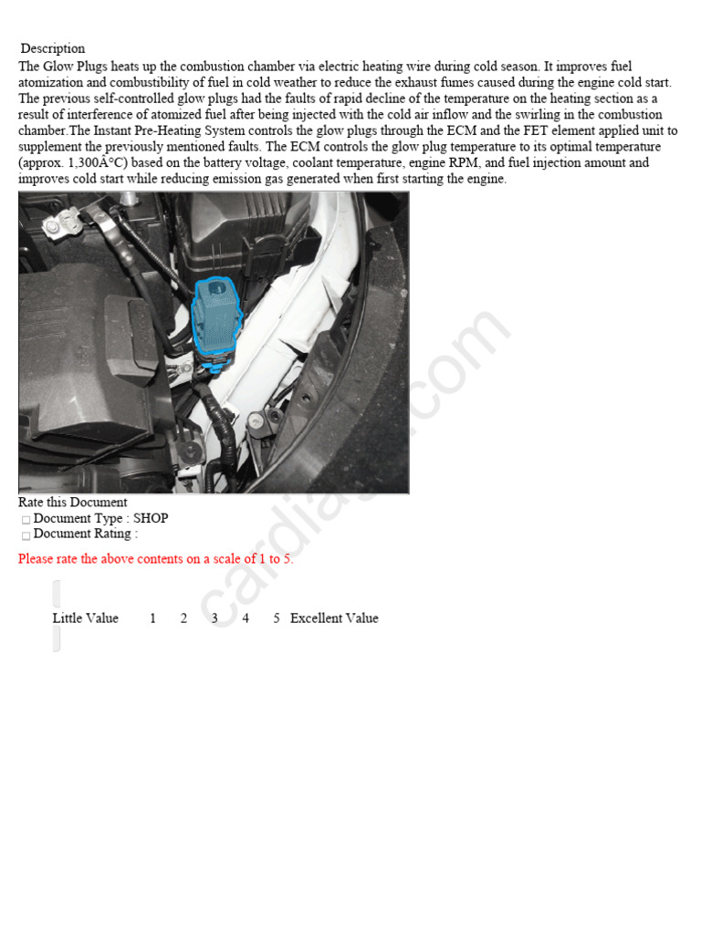 Engine Electrical System Preheating System Glow Relay Unit Assembly ...