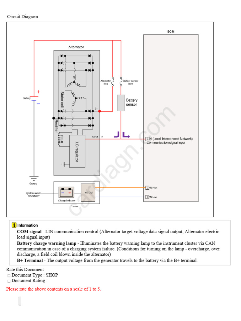 Engine Electrical System Charging System Alternator Schematic Diagrams ...