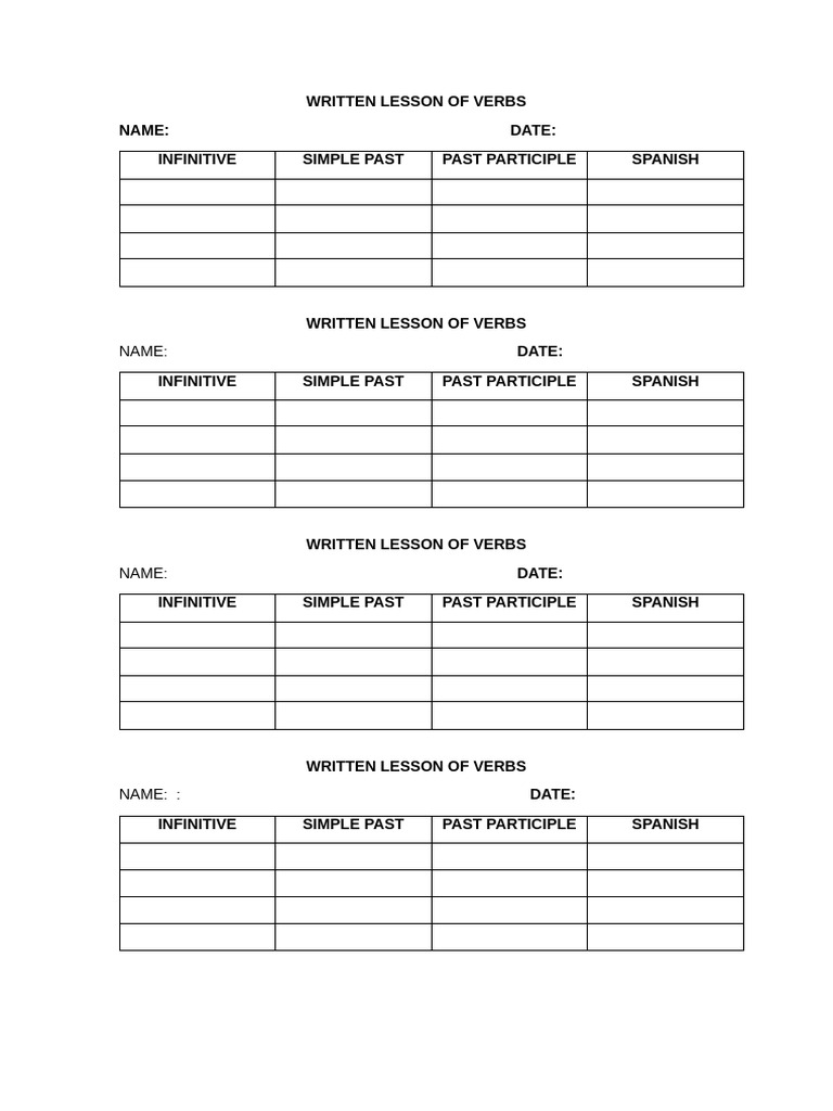 Written Lesson of Verbs | PDF
