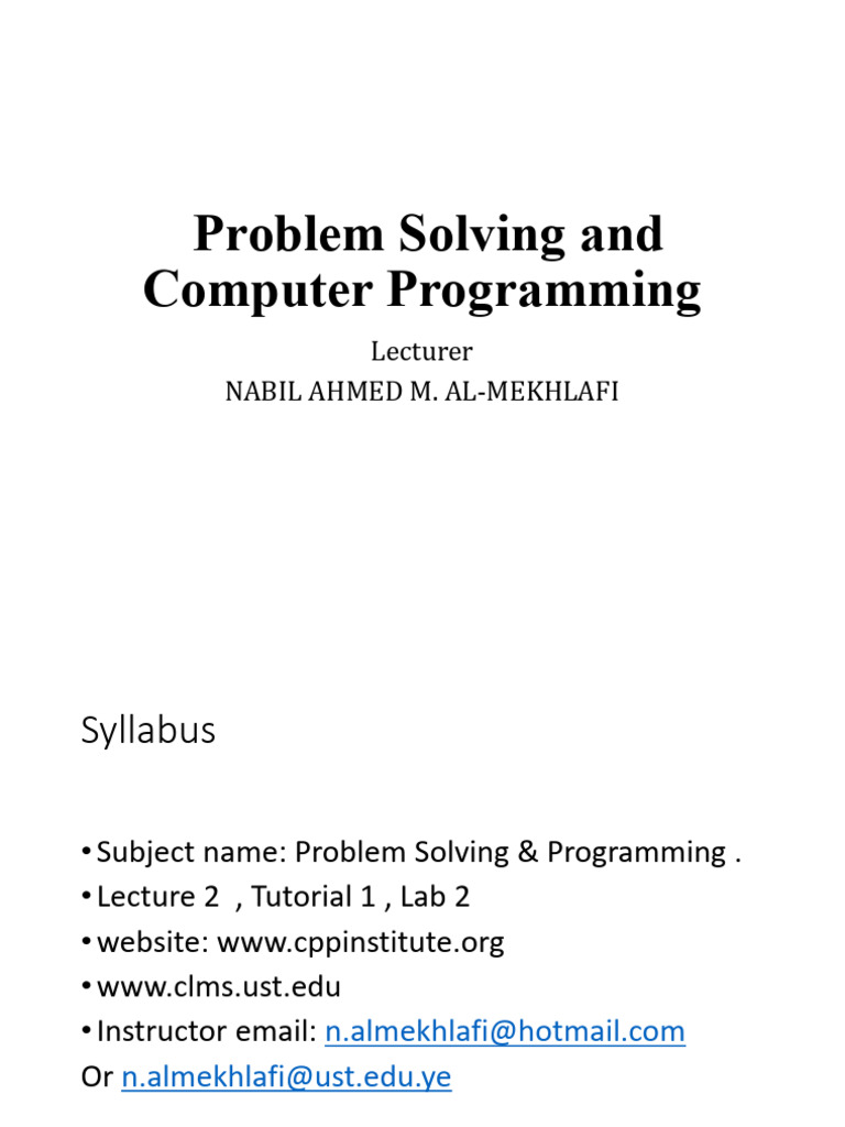 Problem Solving and Programming All Chapters 2024 - Nabil Almekhlafi | PDF | Computer ...