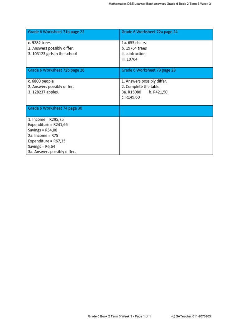 Grade 6 DBE Term 3 Week 3 | PDF