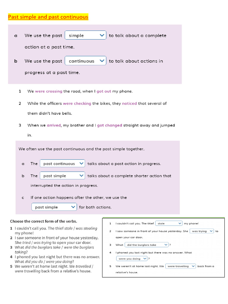 Past Simple and Past Continuous | PDF