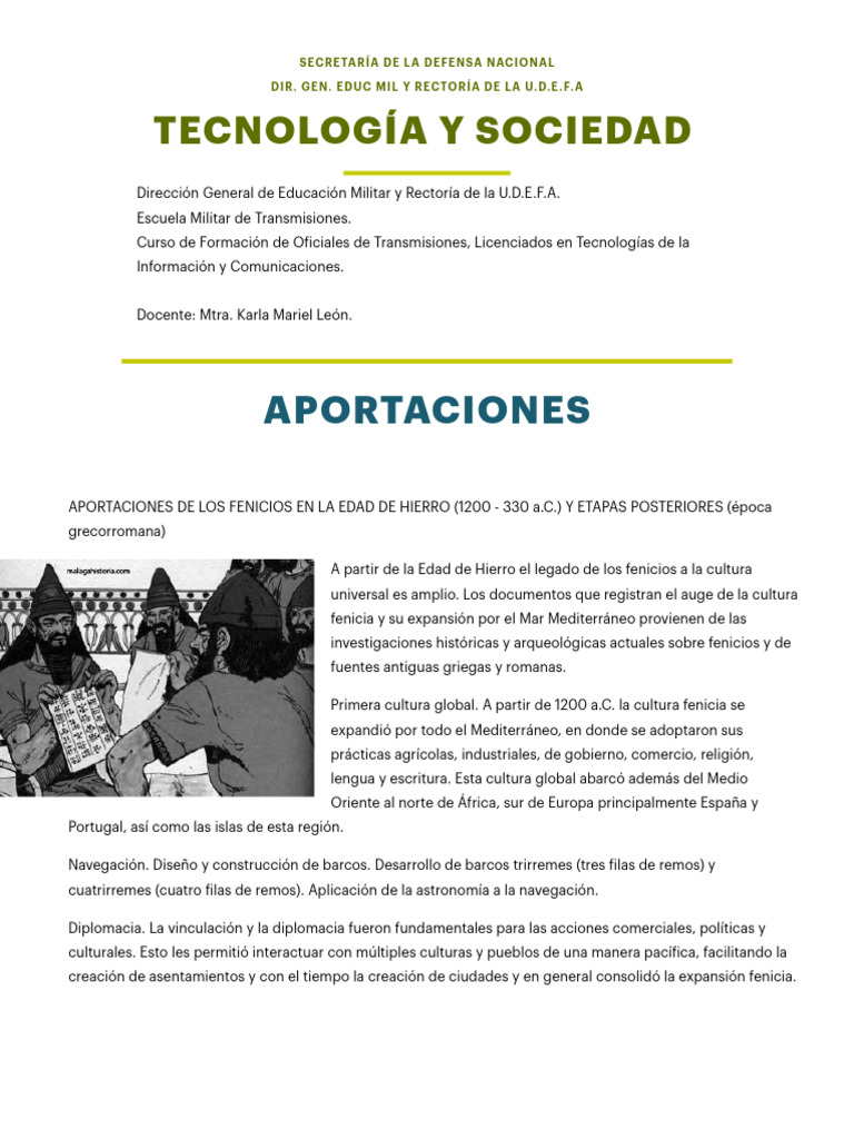 Tecnología y sociedad clase 7 | PDF | Fenicia | Comercio