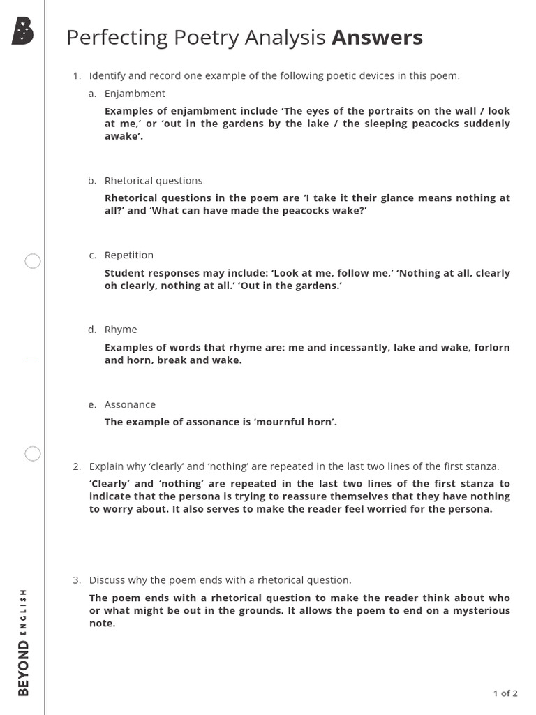 Poetry Analysis Techniques Explained | PDF