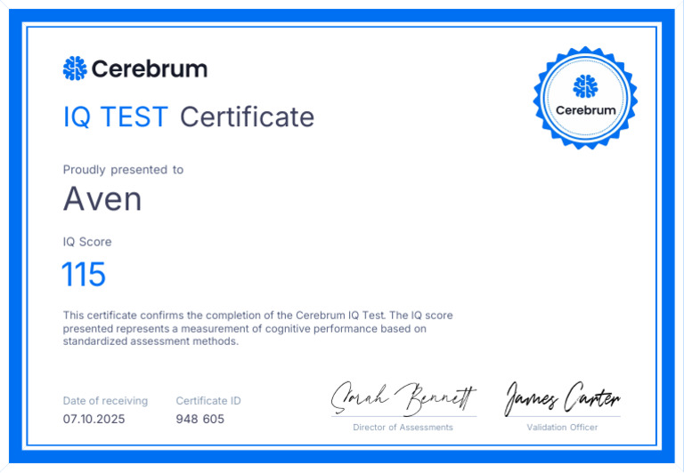 IQ Certificate | PDF