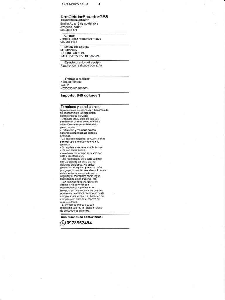 Alfredo Lopez Mecanico de Motos iPhone XR | PDF