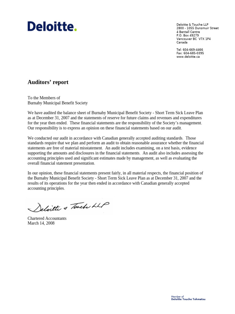 Deloitte | PDF | Audit | Expense