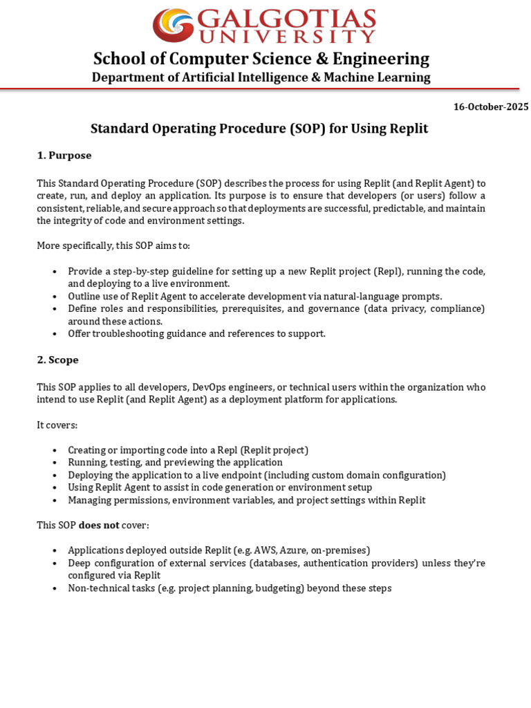 SOP on How to Use Replit | PDF | Software | Computer Programming