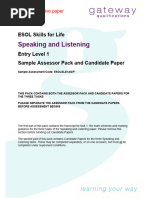Entry 2 in ESOL Skills For Life (Speaking and Listening) Sample ...