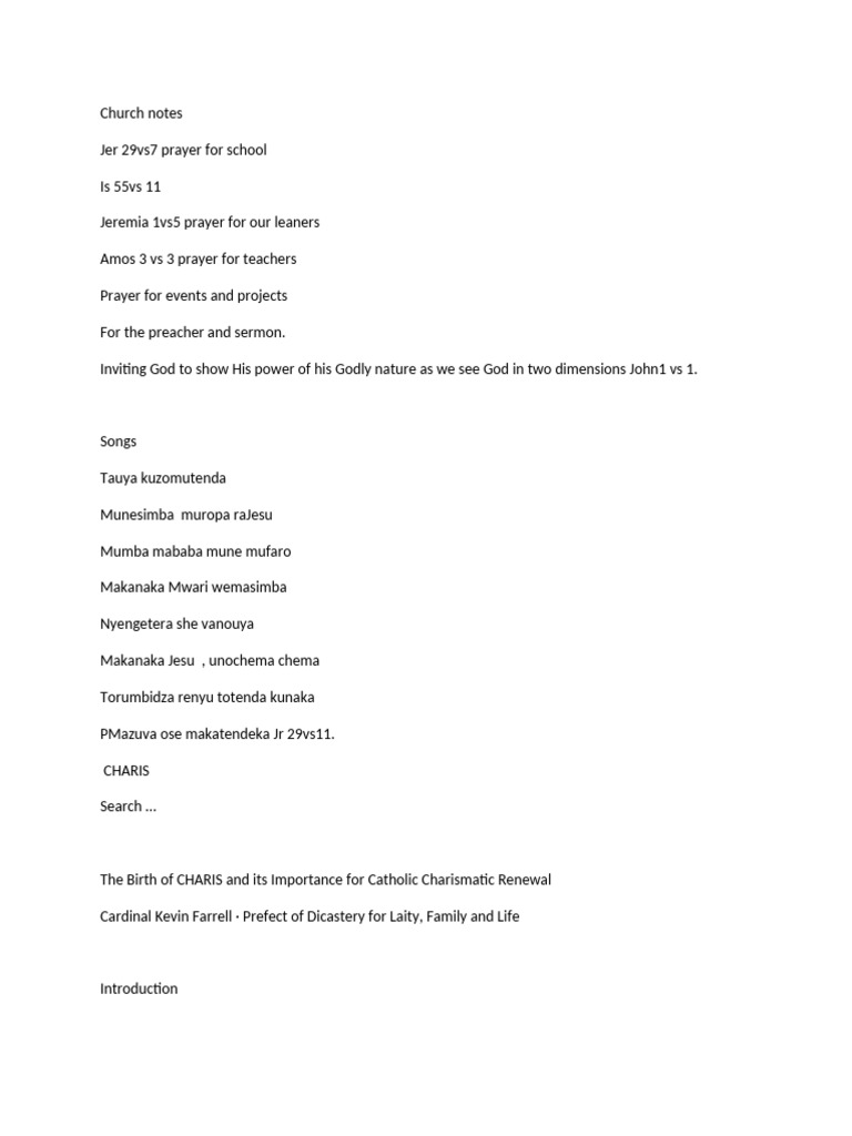 Church Notes-WPS Office | PDF | Charismatic Movement | Catholic Church