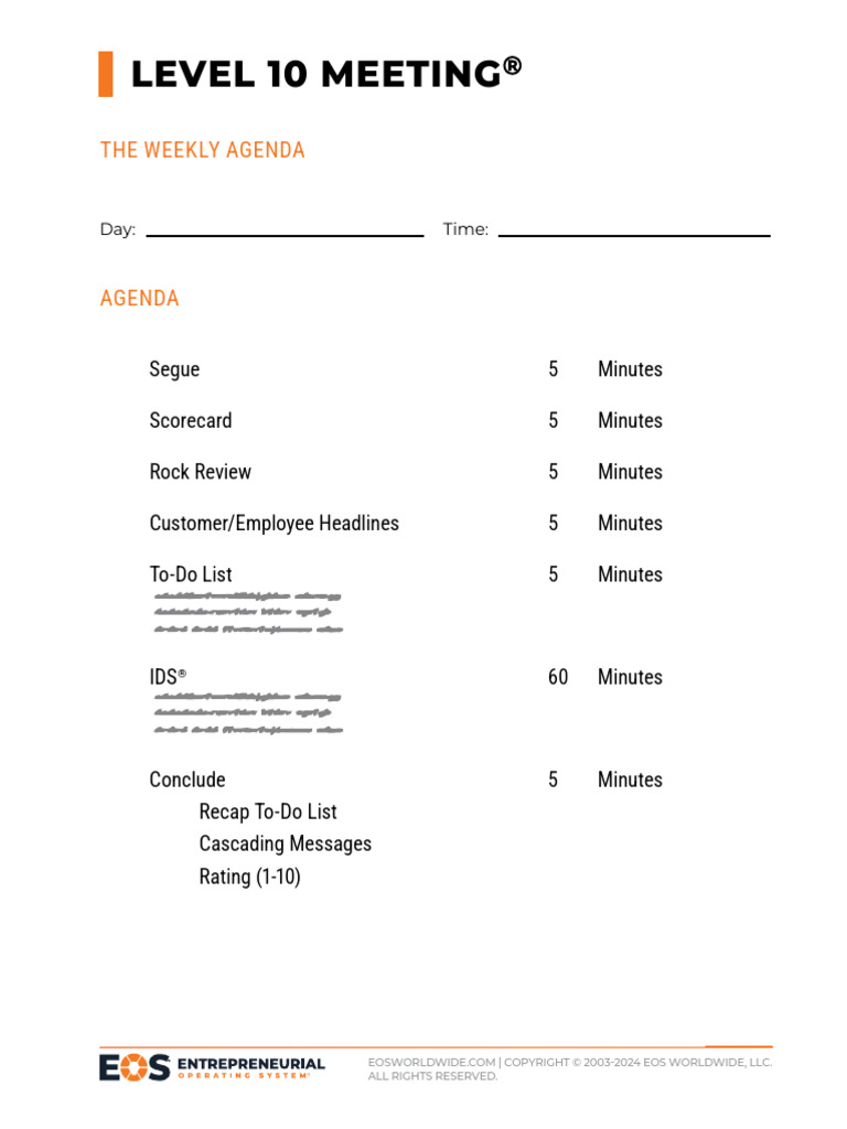 EOS Tools Level 10 Meeting | PDF