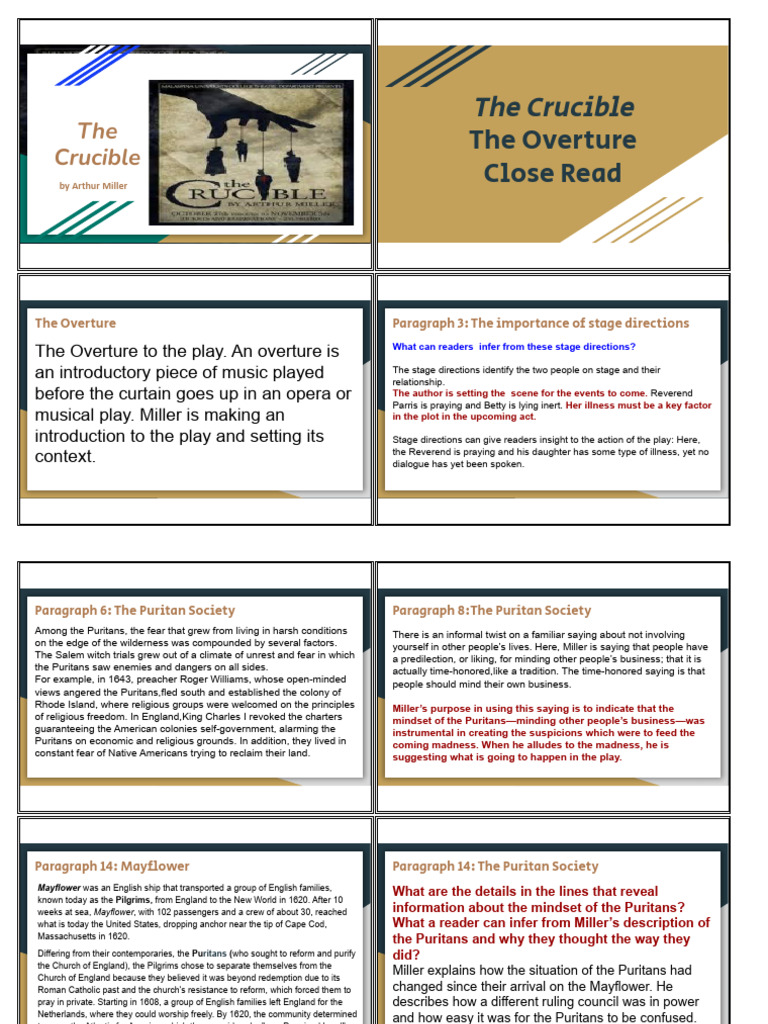 The Crucible - Act I (The Overture) | PDF | Puritans