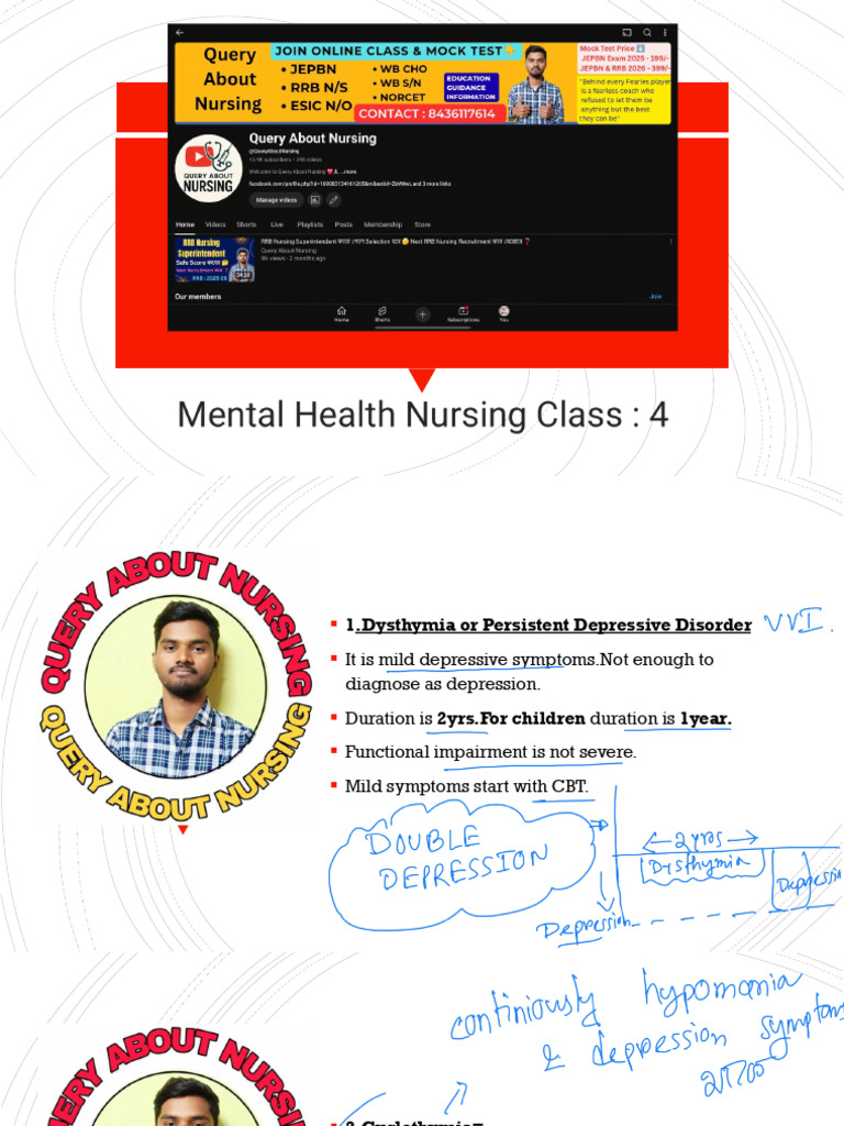 MHN Class - 5 (Query About Nursing) | PDF | Anxiety | Major Depressive ...