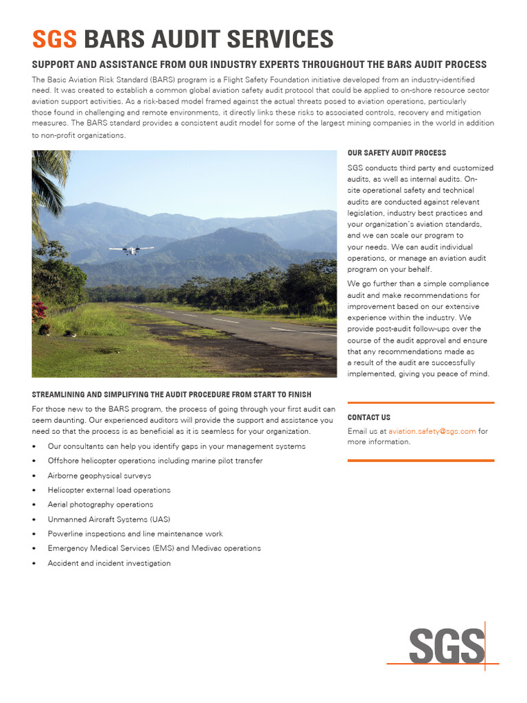 SGS BARS Aviation Audit Services | PDF | Audit | Aviation