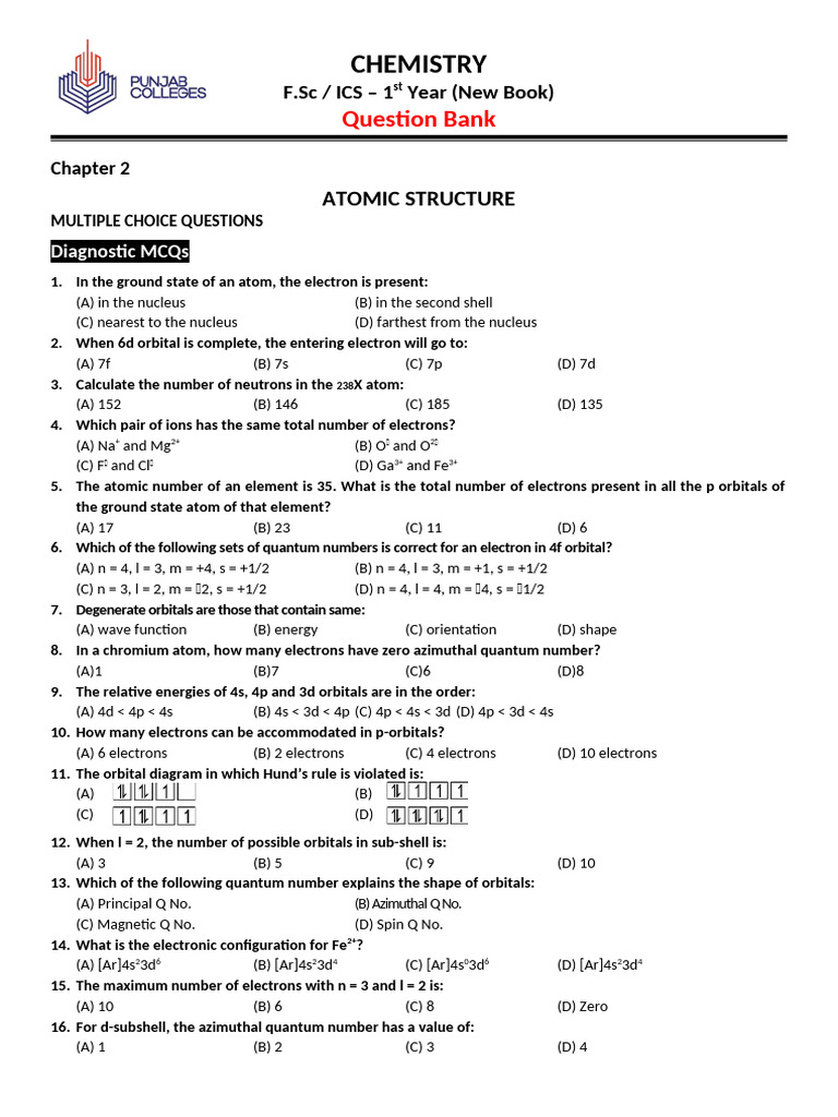 Chapter 2 (Atomic Structure) | PDF | Atomic Orbital | Atoms
