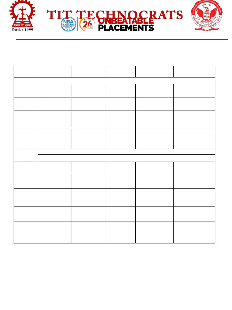 MidSem-I, III Time Table For Core Branches (CE, EC, EX, ME) Oct.2025 ...
