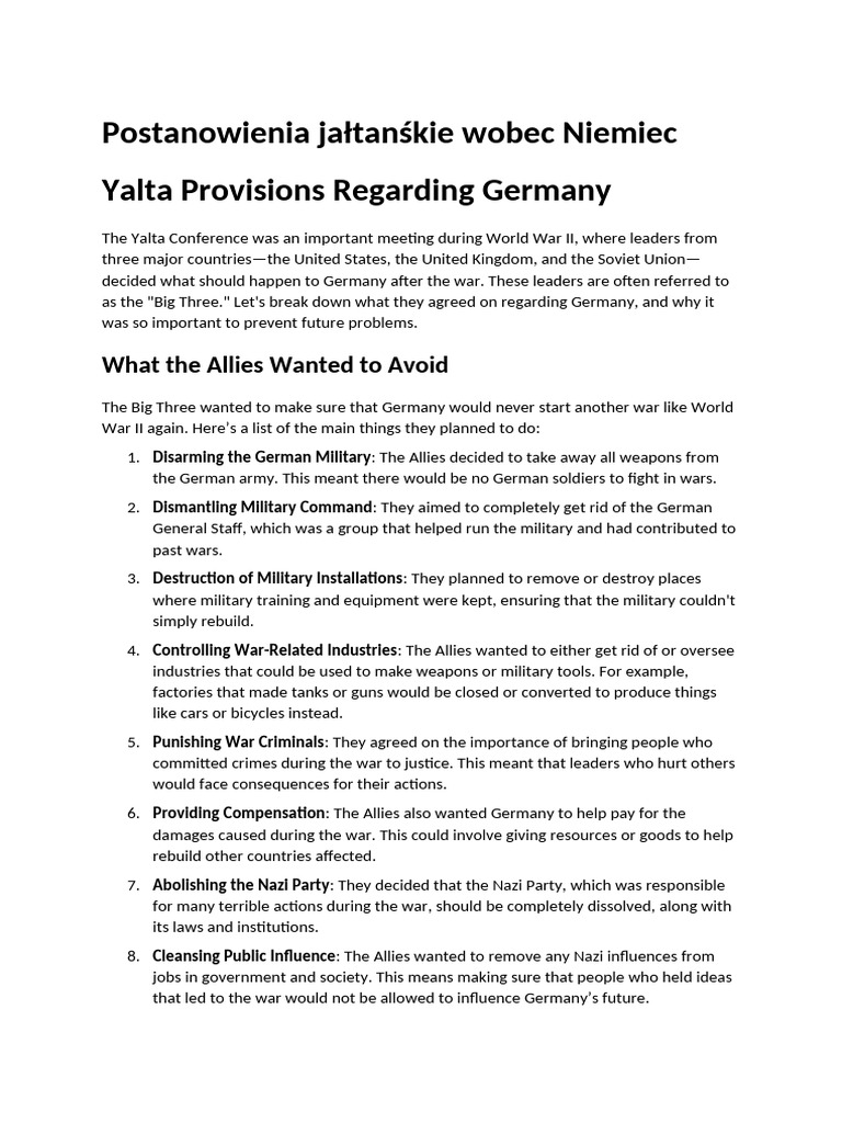 TMAI - Understanding Yalta Provisions Germany | PDF | Military