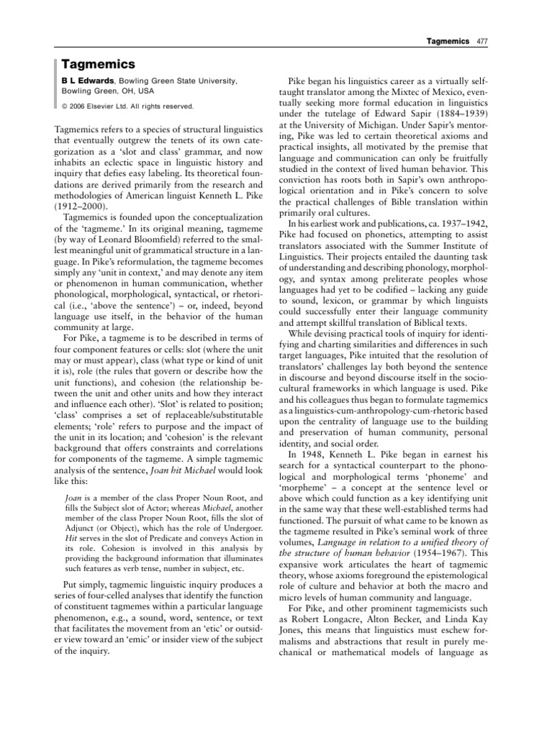 Tagmemic | PDF | Linguistics | Human Communication