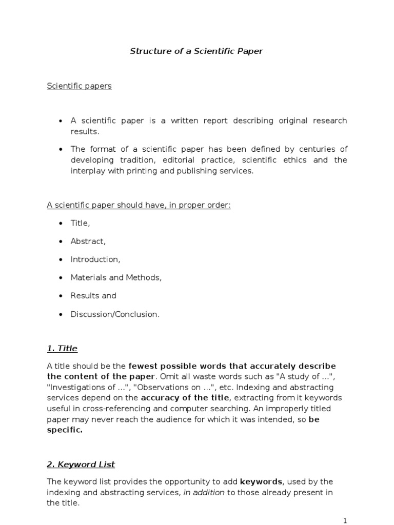 Structure of A Scientific Paper | PDF | Abstract (Summary) | Search ...