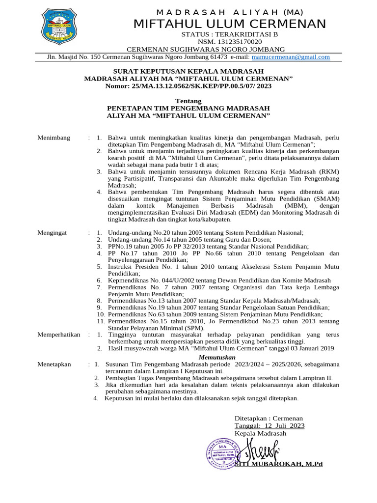 SK TIM PENGEMBANGAN NEW | PDF