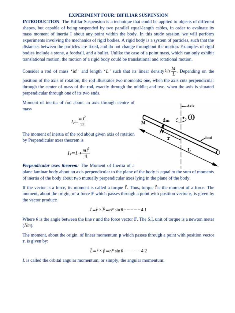 Bi Filar | PDF | Rotation Around A Fixed Axis | Rotation