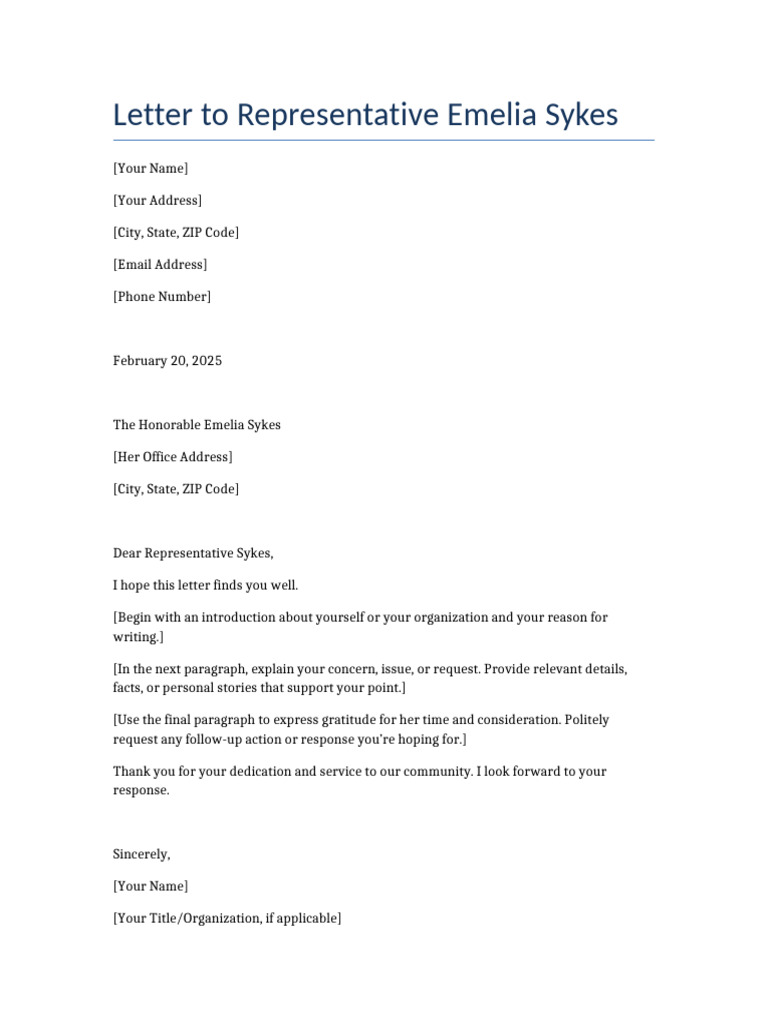 Letter to Emelia Sykes | PDF