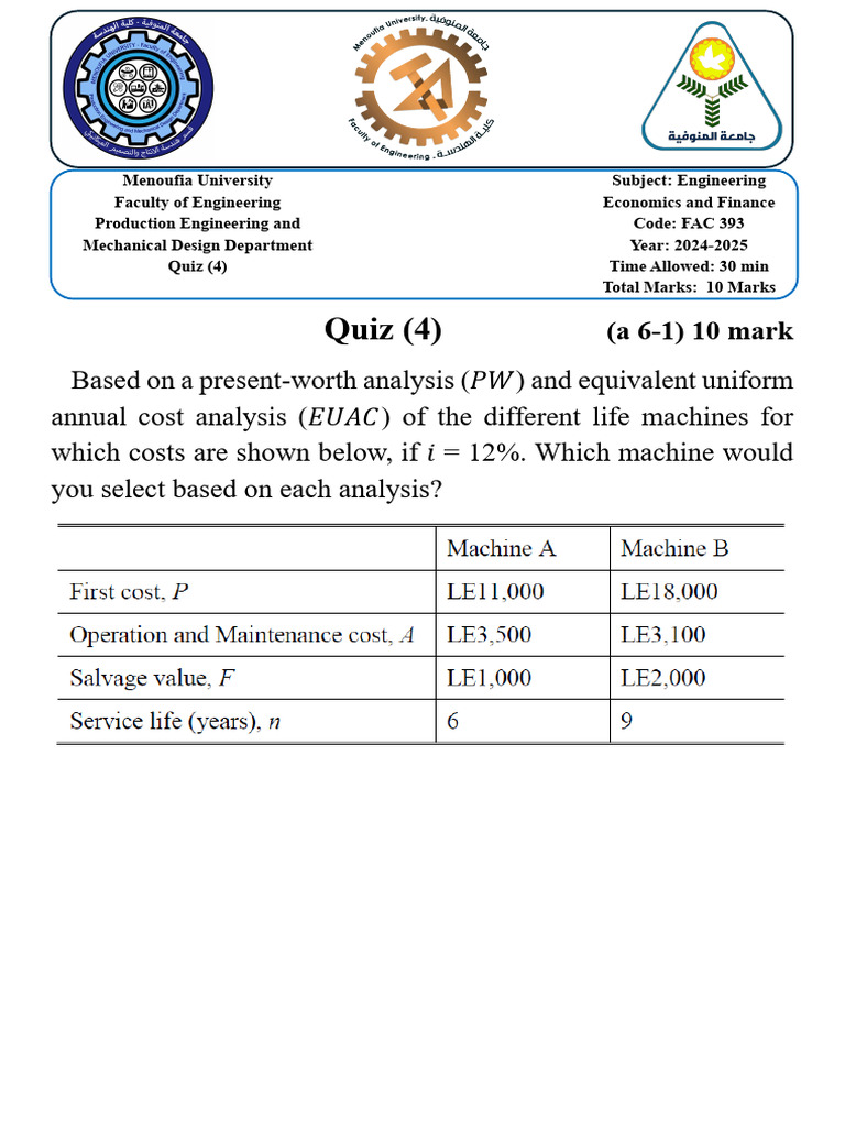 Quiz (4) Alternatives | PDF