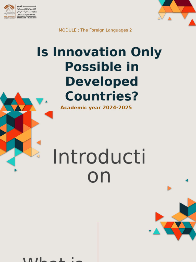 Is Innovation Only Possible in Developed Countries | PDF