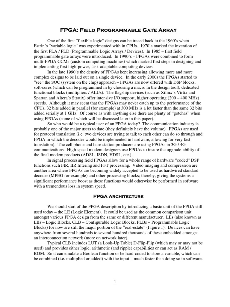 FPGA: Field Programmable Gate Array | Download Free PDF | Field ...