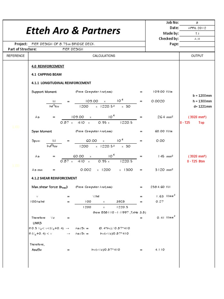 Capping Beam Design Calculations | PDF | Computers | Technology ...