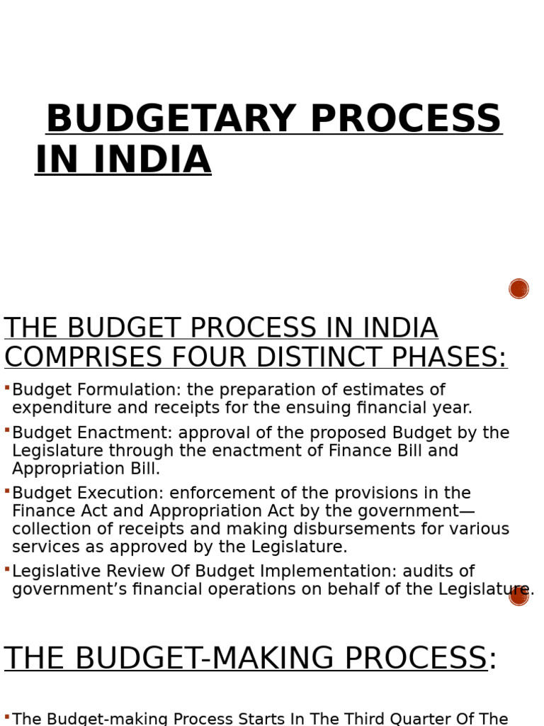 Budget Process in India | PDF | Budget | Bill (Law)