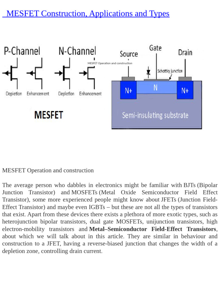 MESFET | PDF | Field Effect Transistor | Transistor