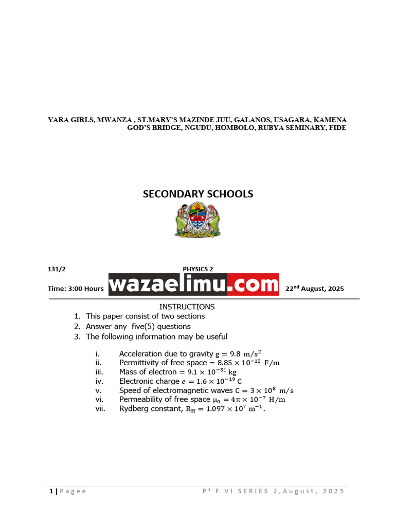 F Vi s2, p2 August 2025 | PDF | Electron | Magnetic Field