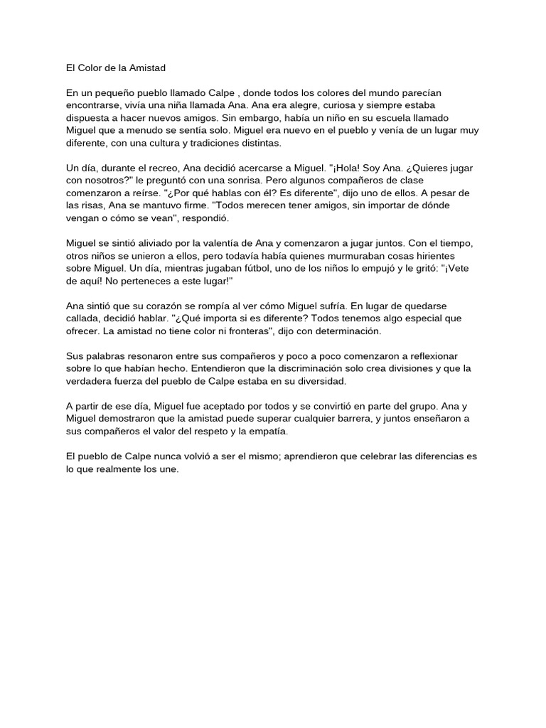 Copia de Cuento Discriminación Valores | PDF