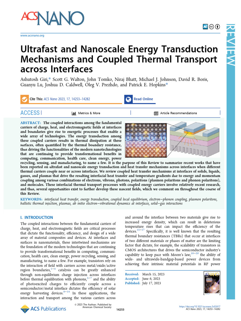 Giri Et Al 2023 Ultrafast and Nanoscale Energy Transduction Mechanisms ...