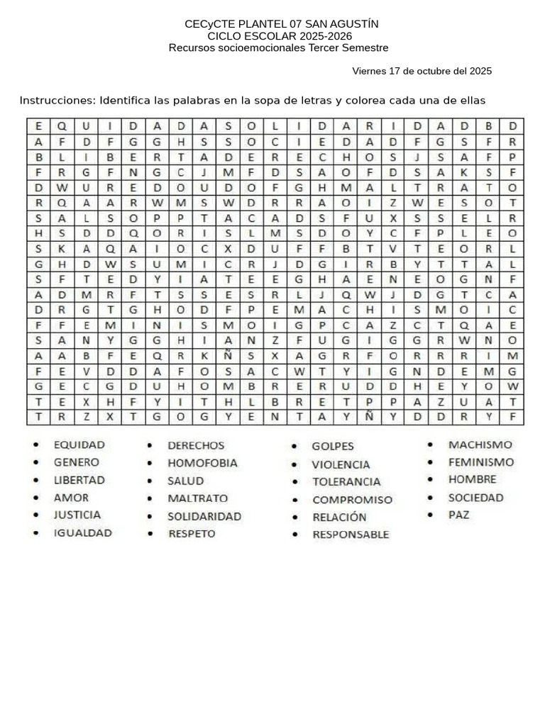 Sopa de Letras Derechoi | PDF