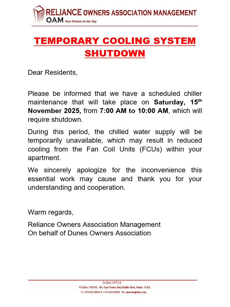 Temporary Cooling System Shutdown | PDF