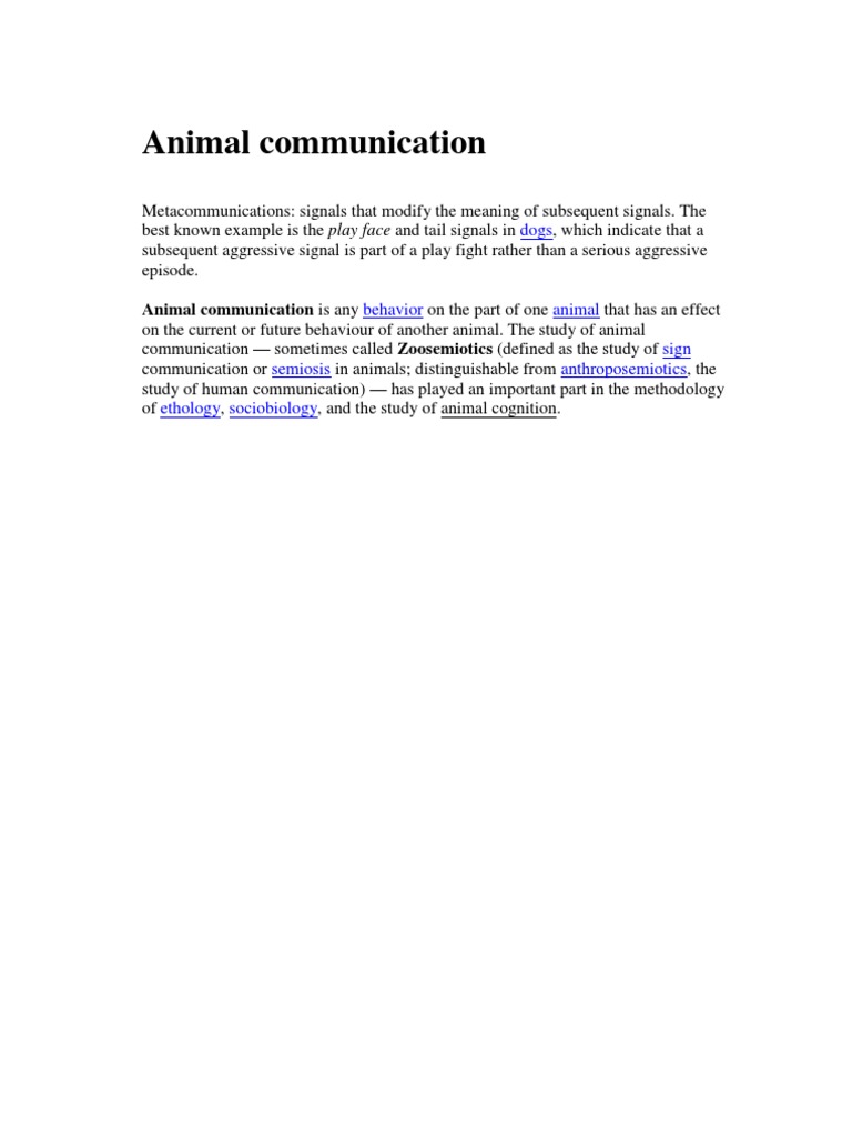 Animal Communication | PDF | Ethology | Facial Expression