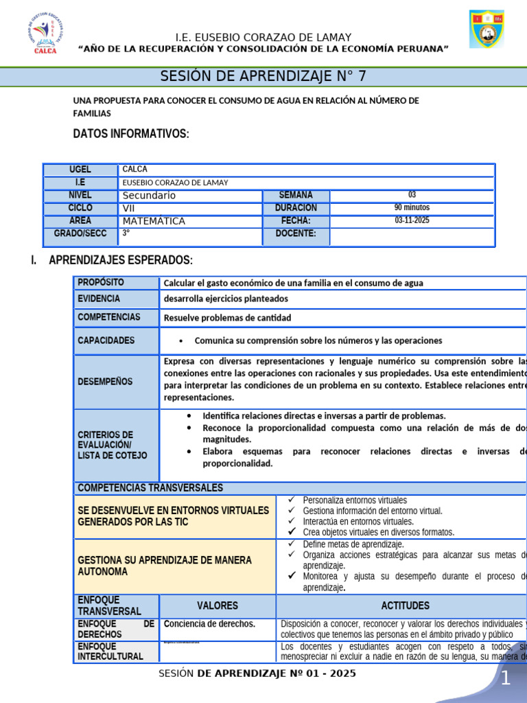 01. SESIÓN 1 (U5) (3° grado) - MATEMÁTICA | PDF | Aprendizaje | Cognición
