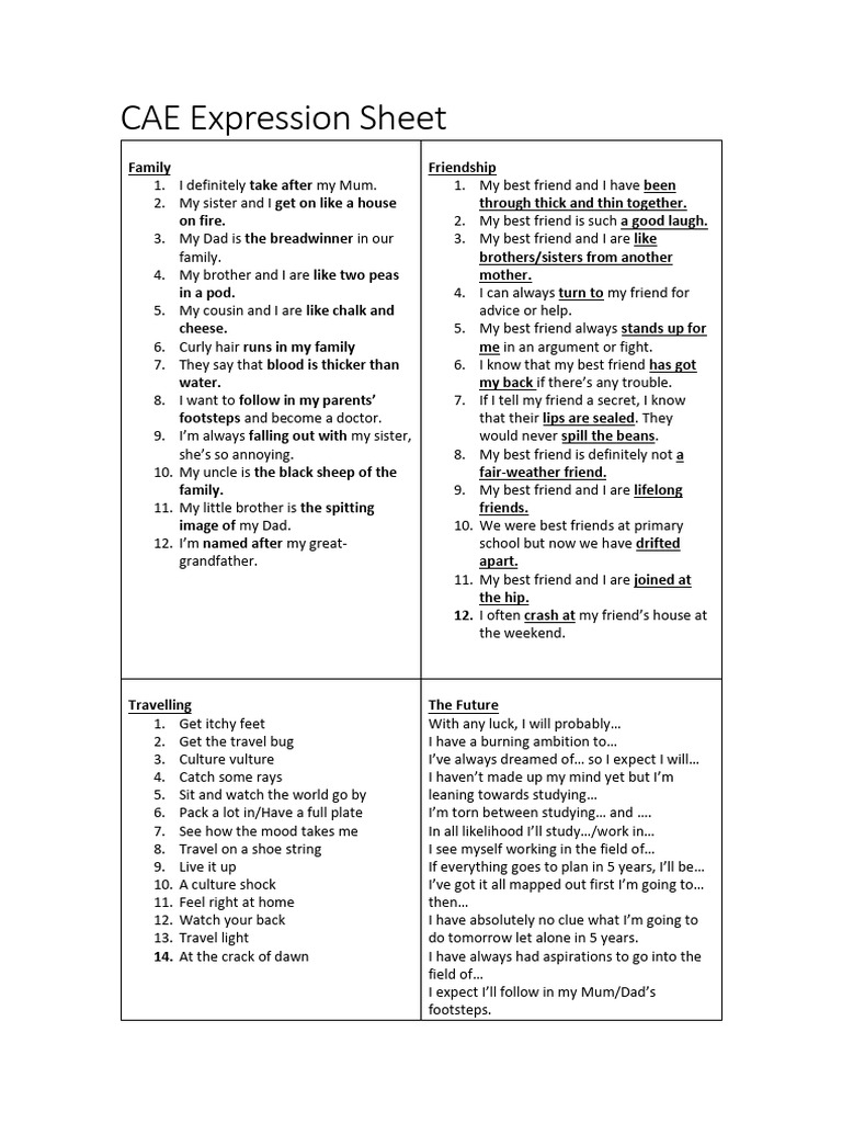 Cae Expression Sheet1 | PDF