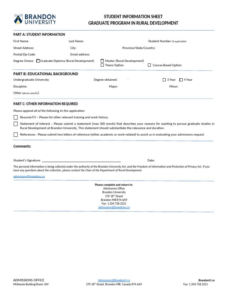 Student Info Sheet MRD (1) | PDF | Higher Education | Academia
