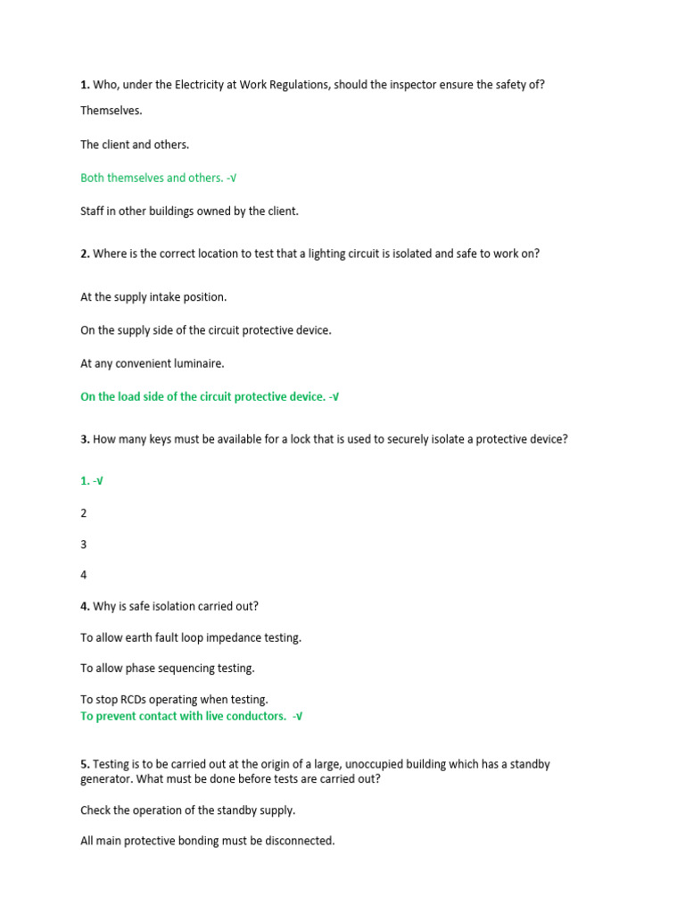 C&G Unit 304 Mock Exam - Sample | PDF | Electrical Wiring | Electric ...