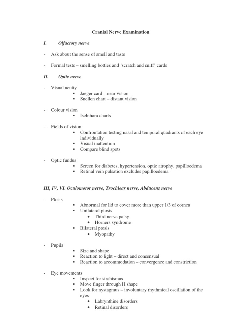 Comprehensive Cranial Nerve Exam Guide | PDF
