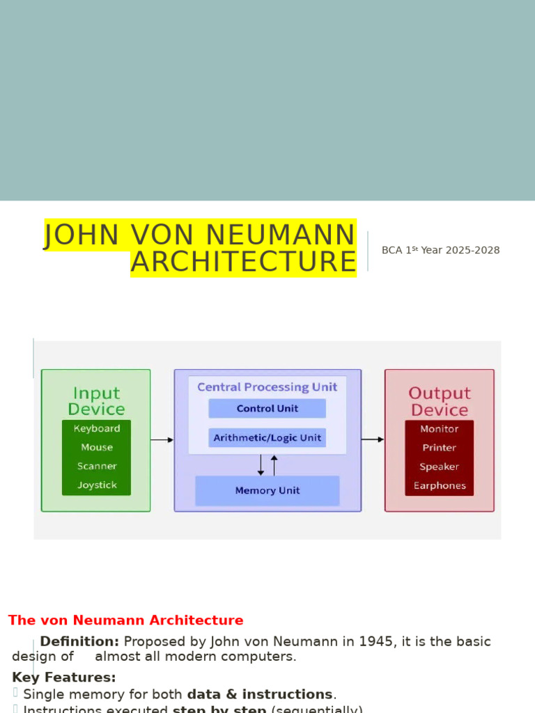 John Von Neumann Architecture | PDF | Central Processing Unit | Input ...
