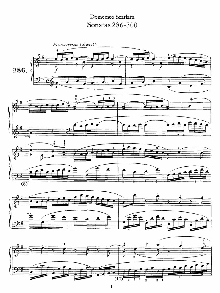 Complete Score - Keyboard Sonata in G Major, K.427 (Scarlatti) | PDF